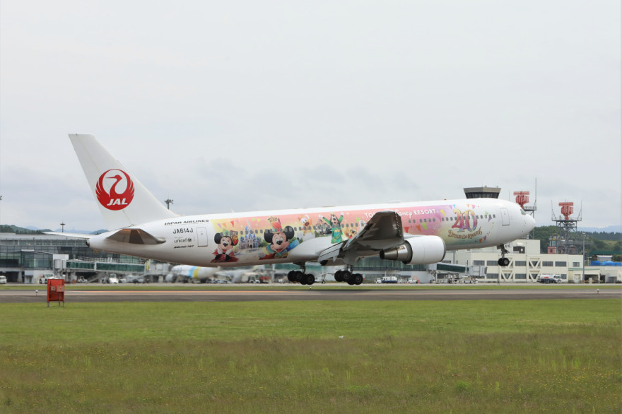TDR40周年特別機が函館初飛来 JAL / 函館新聞デジタル